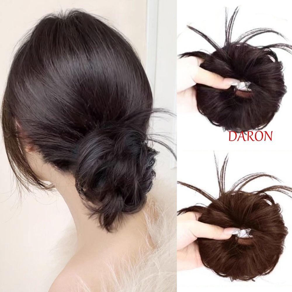 Daron Messy Hair Bun, Curly Chignon ปลอมผม Band สังเคราะห์ Scrunchies ...