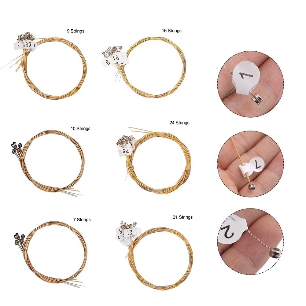 ⭐กิ๊กเกิล⭐7 10 1619 21 24Strings Lyre Brass Strings Set Lyre Harp Nylon ...