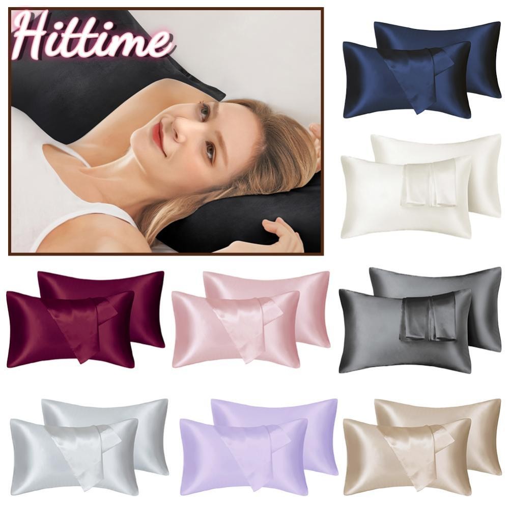 Hittime 2 ชิ้น/เซ็ตซาตินปลอกหมอนSilky & Soft หมอนครอบคลุมคล้ายผ้าไหมปลอกหมอนมาตรฐาน Queen ขนาด ...