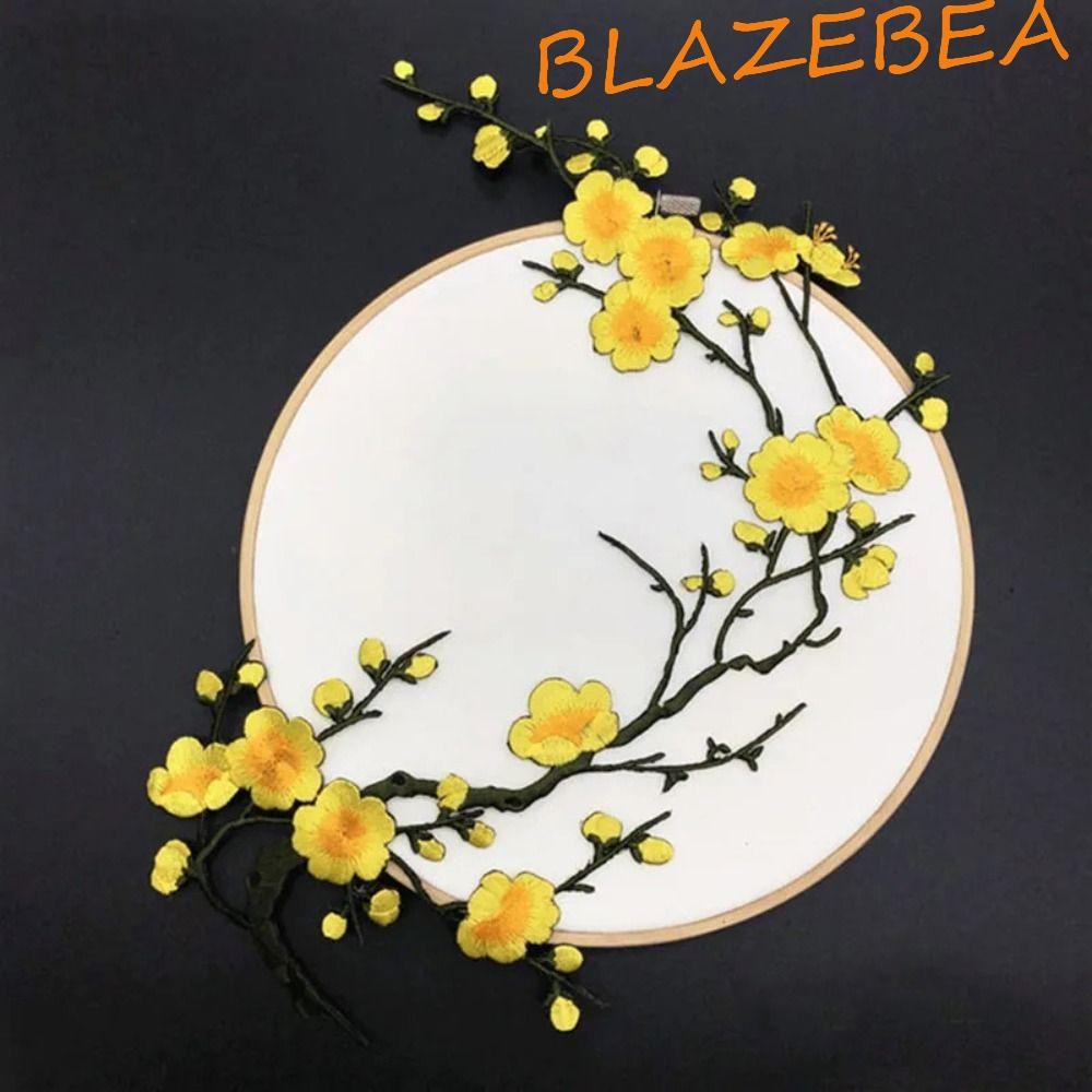 Blazebea Plum Blossom Applique,ดอกไม้รูปปักผ้าแพทช์,เสื้อผ้า Accesories เหล็กประณีตบน DIY สติกเก ...