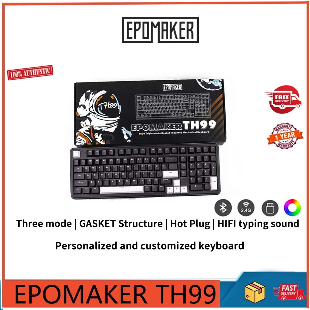 Epomaker TH99 คีย์บอร์ดเครื่องกลแบบกําหนดเองสามโหมด โครงสร้าง GASKET ปลั๊กร้อน RGB | Shopee Thailand
