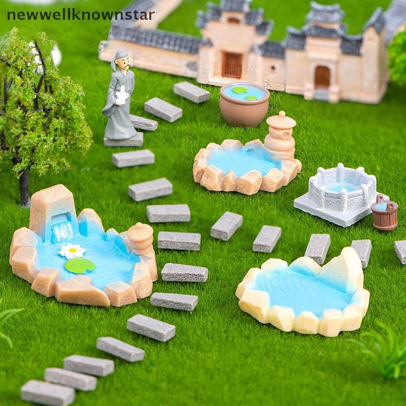 Newwellknownstar Miniature Lotus Pond Figurines Micro ภูมิทัศน์ตกแต่ง ...