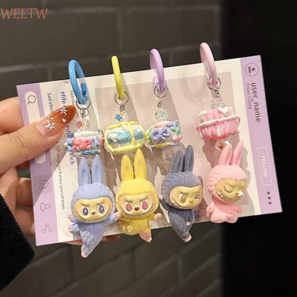 Weekw Lazy Yoga Labubu Doll, จี้ซิลิกาเจล Flocking Labubu Key Ring ...