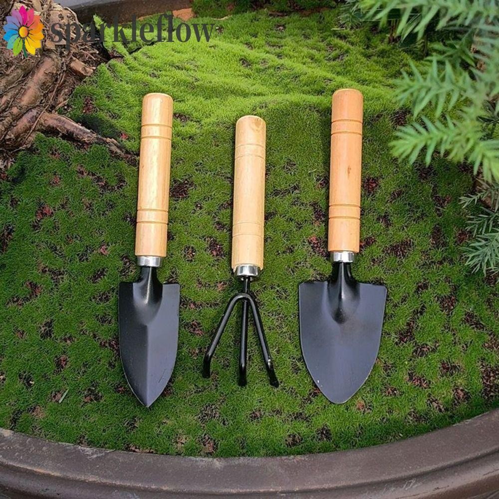 Sparkleflow Mini Garden Shovel ด้ามไม้ในครัวเรือน Handle Rake Sharp-ned ...