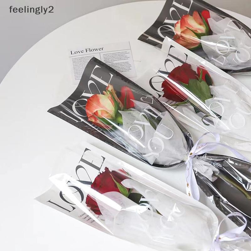 {HotJan} 20 ชิ้น LOVE ถุงบรรจุภัณฑ์กุหลาบใสช่อดอกไม้ถุงพลาสติกช่อดอกไม้ ...