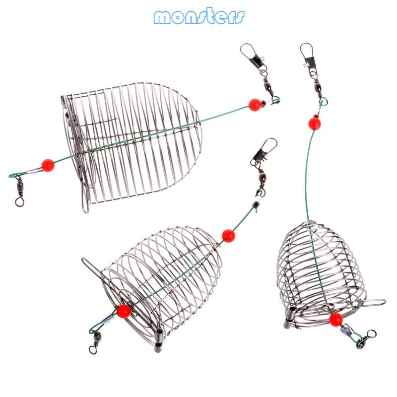 Mon สแตนเลสลวดตกปลา กับดักกรงตะกร้า Feeder Holder เครื่องมือตกปลา ...
