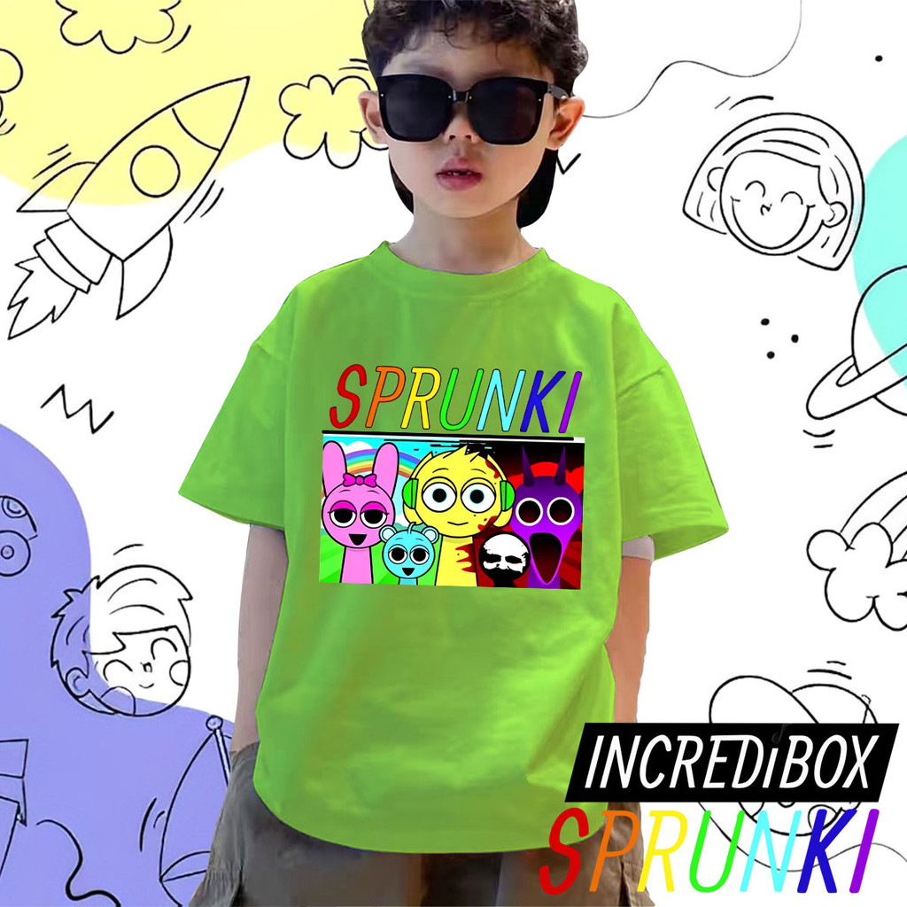 Sprunki เสื้อยืดเด็กใหม่เสื้อยืด Sprunki Graphic Tee Cotton เสื้อยืด ...