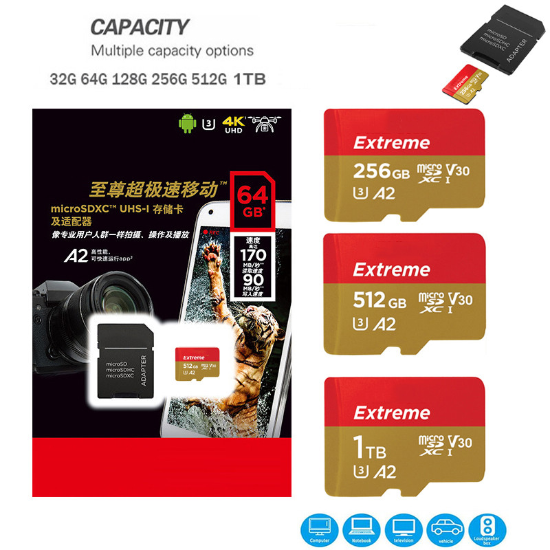Extreme Micro SD Card 32GB 64GB 128GB A2 Micro SD 256GB 512GB 1TB TF/SD ...