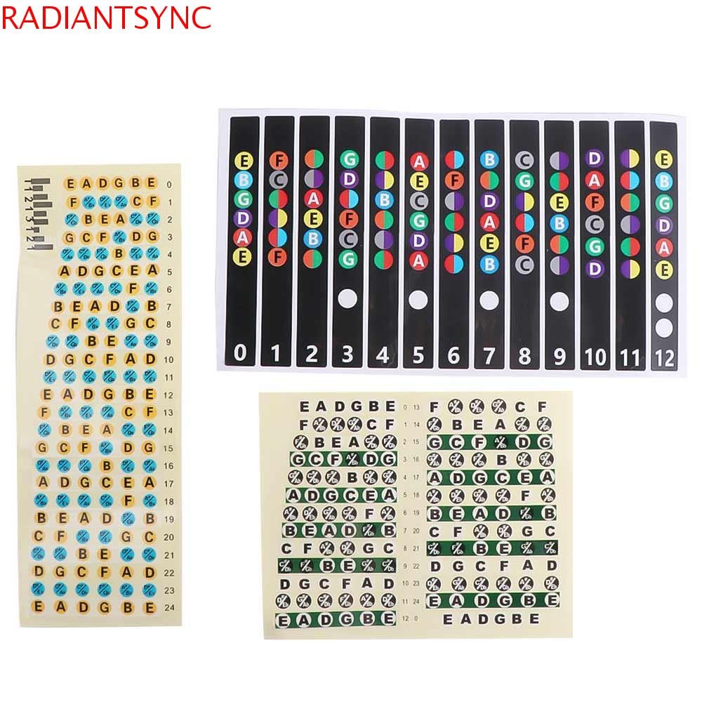 Radiantsync กีตาร์หมายเหตุสติกเกอร์กีตาร์ไฟฟ้าเครื่องดนตรีแบบพกพา Frets หมายเหตุ Decal การเรียน ...