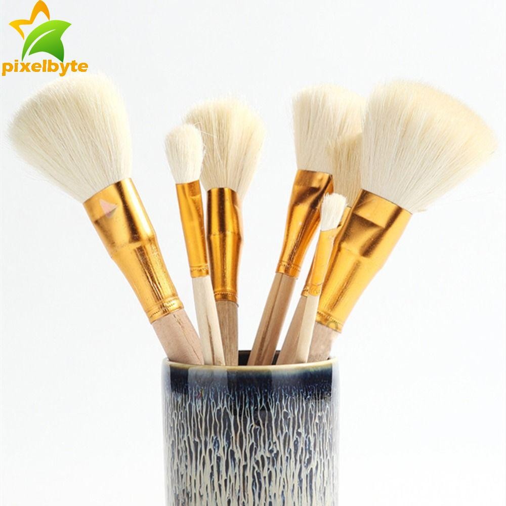 Pixelbyte แปรงขนสัตว์คุณภาพสูงนุ่มสําหรับเครื่องปั้นดินเผา Art ด้ามไม้เซรามิคเคลือบภาพวาดระบายสี ...
