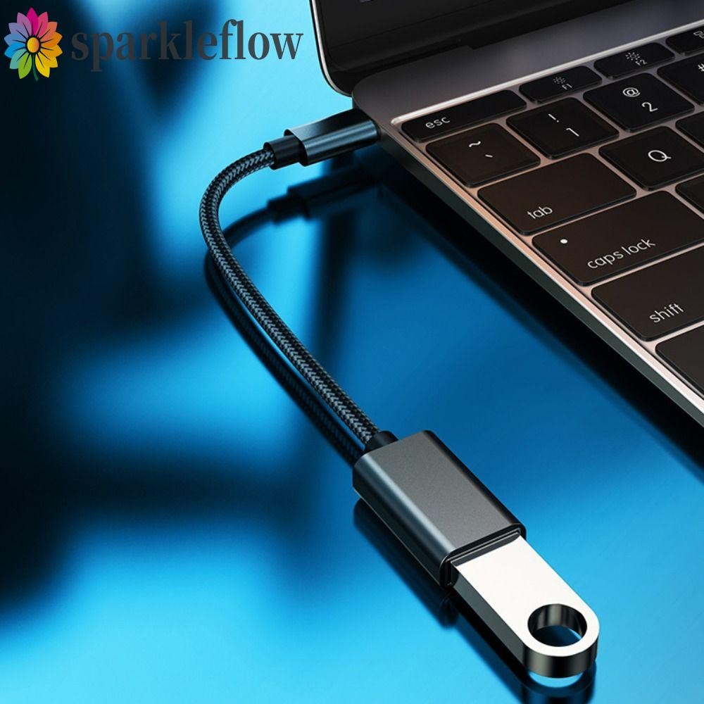 Sparkleflow OTG Data Cable สั้นสีสัน Type C Cable Sync Wire Converter โทรศัพท์มือถือ OTG สาย USB ...