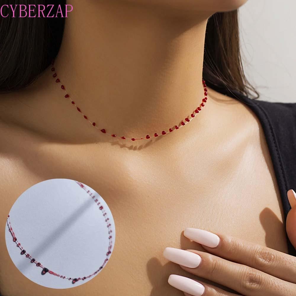 Cyberzap Gothic Blood Drop สร้อยคอ, Blood Drop พู่ Choker Cross สร้อยคอ ...