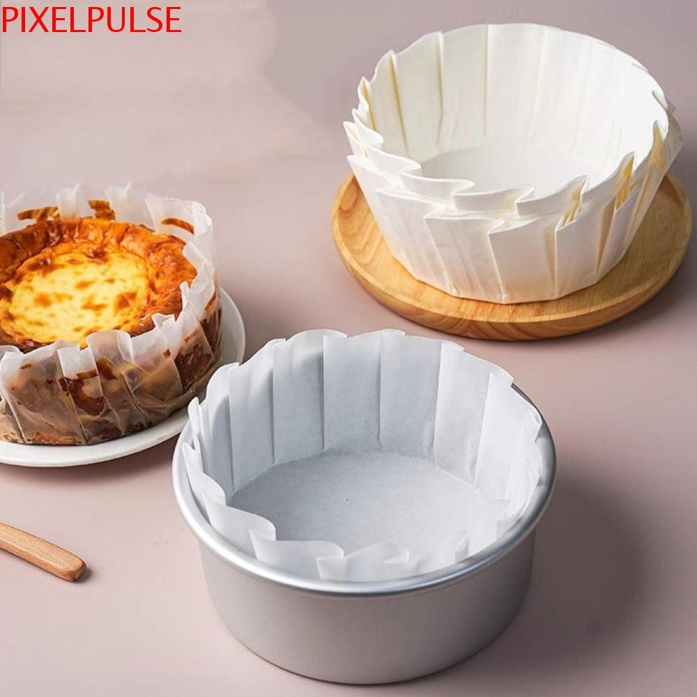 Pixelpulse 50/100 ชิ้น Basque ชีสเค้กถาดกระดาษน้ํามัน, 4/6/8 นิ้ว Easy Demoulding Mousse เค้ก ...