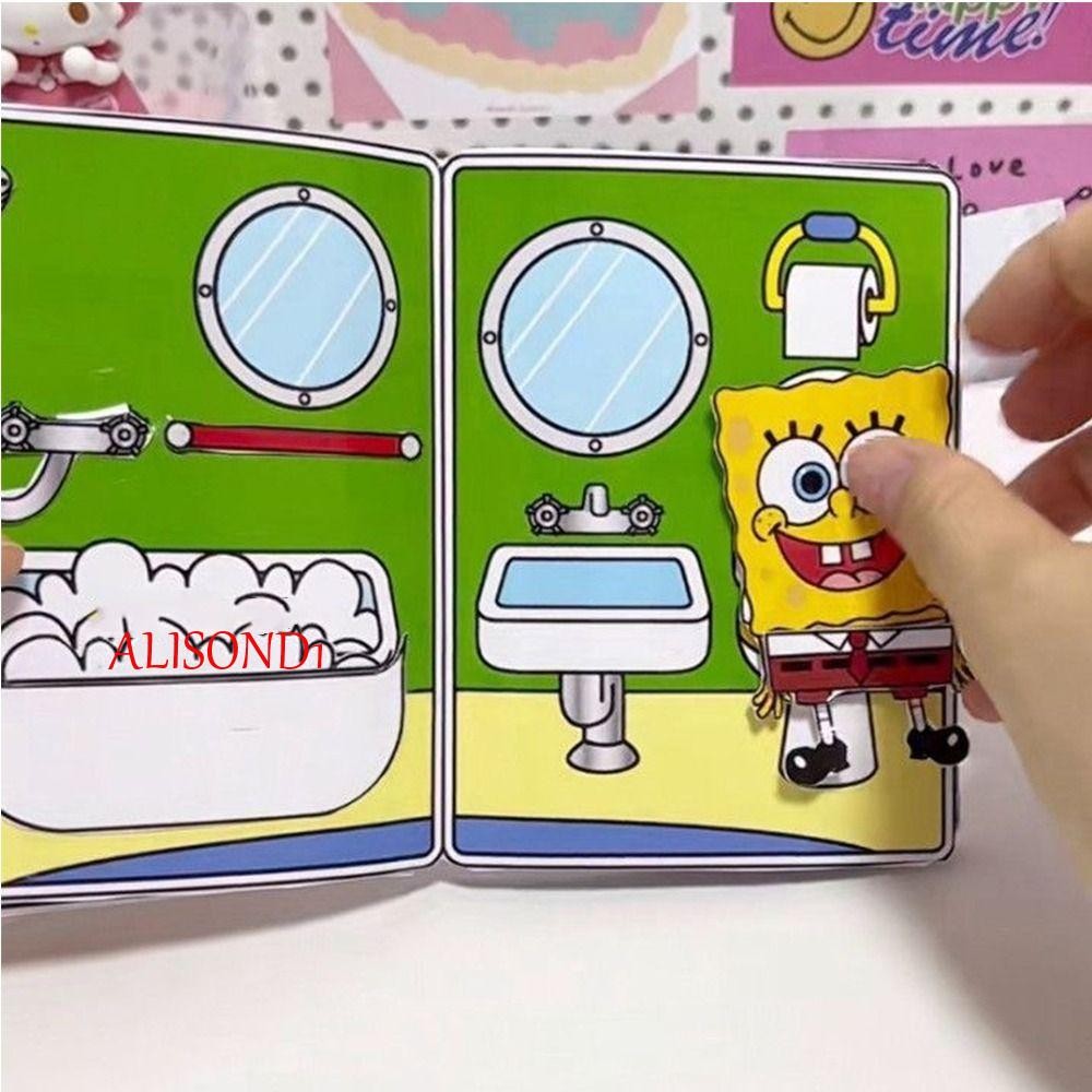 Alisond1 SpongeBob Quiet Book, Busy Book โฮมเมด Beanie Book วัสดุ Pack ...