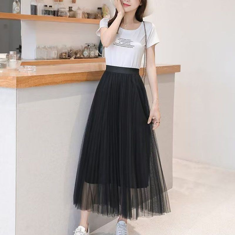 กระโปรงครึ่งความยาว สไตล์ใหม่ อีวสูง ตาข่ายSlimmer ดูกลาง LENG | Shopee Thailand