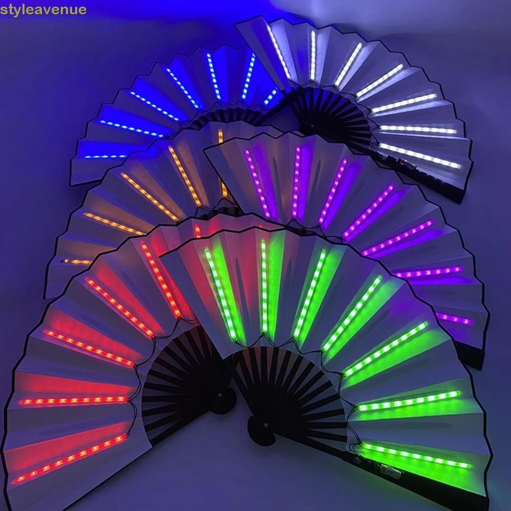 Styleaveunue พัดลมพับ LED เรืองแสงสีสันสดใสใน Dark Club Dancing Lights ...