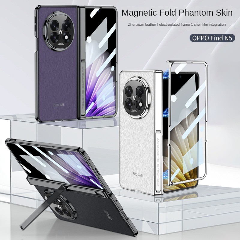 สําหรับ OPPO Find N5 Case ซองหนังพับธรรมดา findn5 บานพับวงเล็บด้านล่าง ...