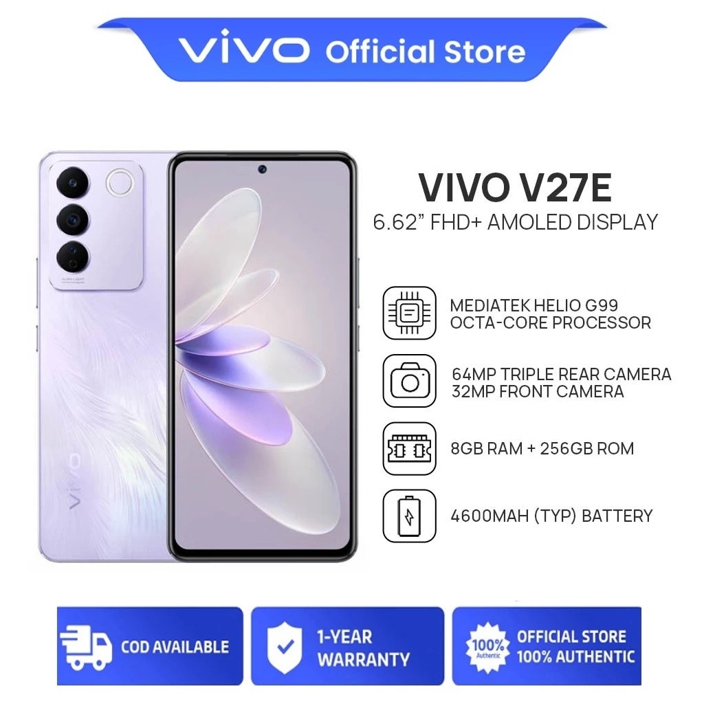 vivo V27e 5g Cellphone โทรศัพท์ชาร์จเร็ว original big VIVO phone ...