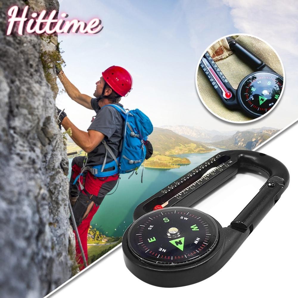 Hittime 2 in1 เครื่องมือกลางแจ้งแบบพกพาเข็มทิศและเครื่องวัดอุณหภูมิ Carabiner สําหรับเดินป่า ...
