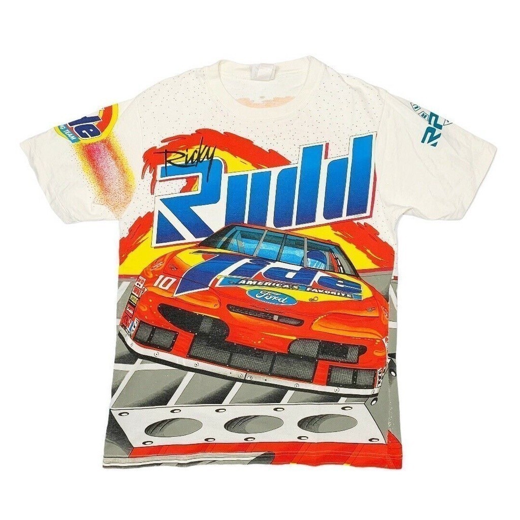 2025 แฟชั่น Vtg Rare NASCAR Ricky Rud Tide Racing All Over Print T ...