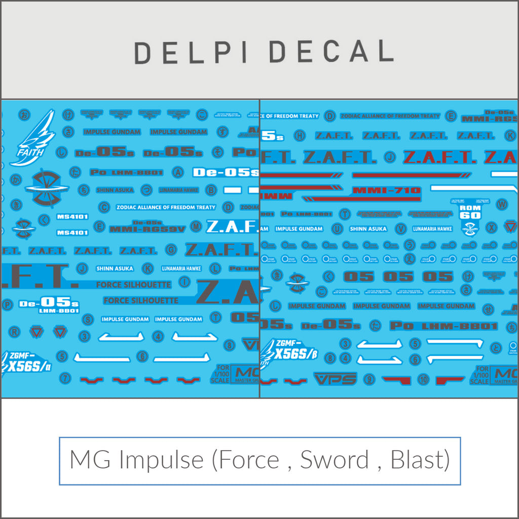 Delpi Water Decal (ดิแคลน้ำ) MG Impulse (Force , Sword , Blast) Gundam ...