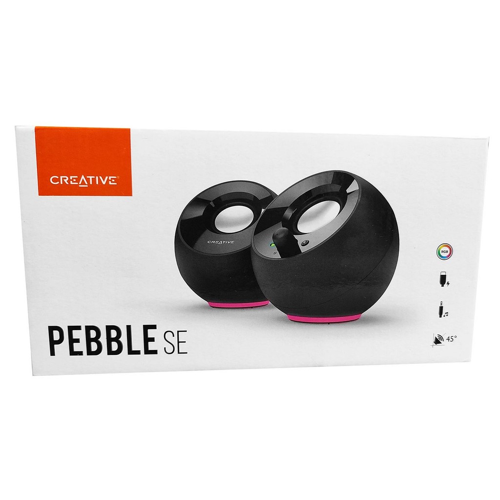 Creative Pebble SE (Black) 2.0 USB-C Powered 3.5mm PC Speakers with RGB ...