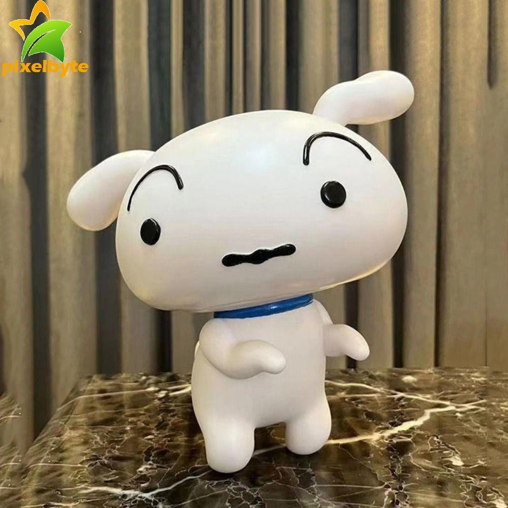 Pixelbyte Crayon Shin-Chan รูป, ขาตั้งน้ําตาลปั่นตุ๊กตา Nohara Shiro รูป, ของเล่นเด็กสุนัขสีขาว ...