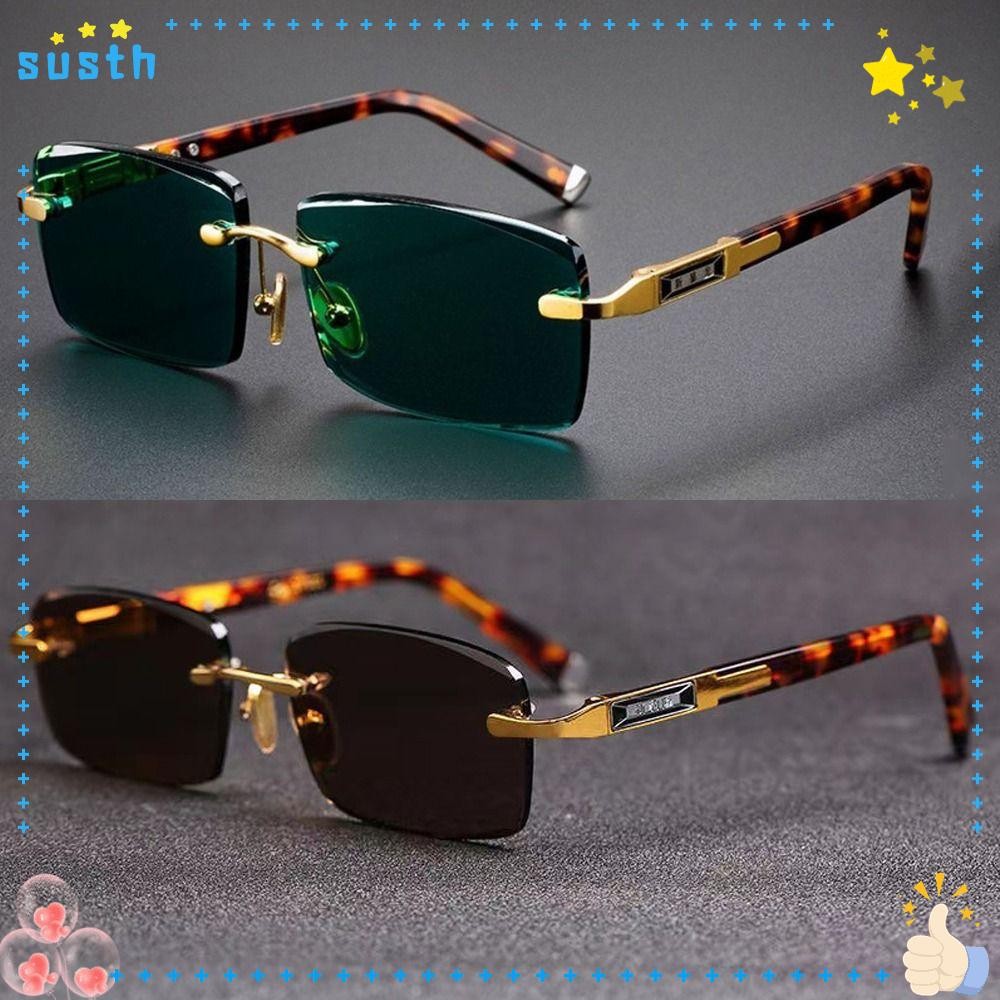 SUSTH แว่นกันแดดผู้ชาย สีดำและเขียว แบบไร้กรอบ สำหรับการปั่นจักรยานและ ...