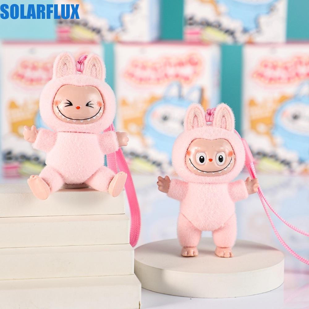 Solarflux Flocking Labubu พวงกุญแจ, การ์ตูนปุยตุ๊กตา PVC พวงกุญแจ, Creative Soft Mini สบายมือและ ...