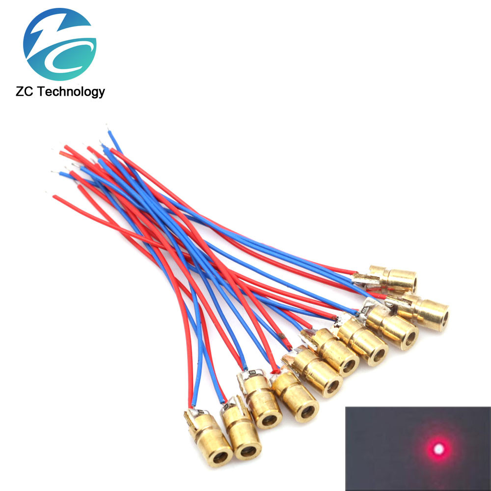 10/20pcs 3V 5V 650nm 5mW ปรับ Laser Dot Diode โมดูล Red Sight ทองแดงหัว ...