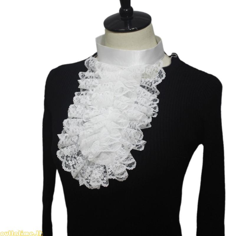 เวลาที่ถอดออกได้ Ruffled ลูกไม้เท็จ Collar Victorians Colonial Jabot ...