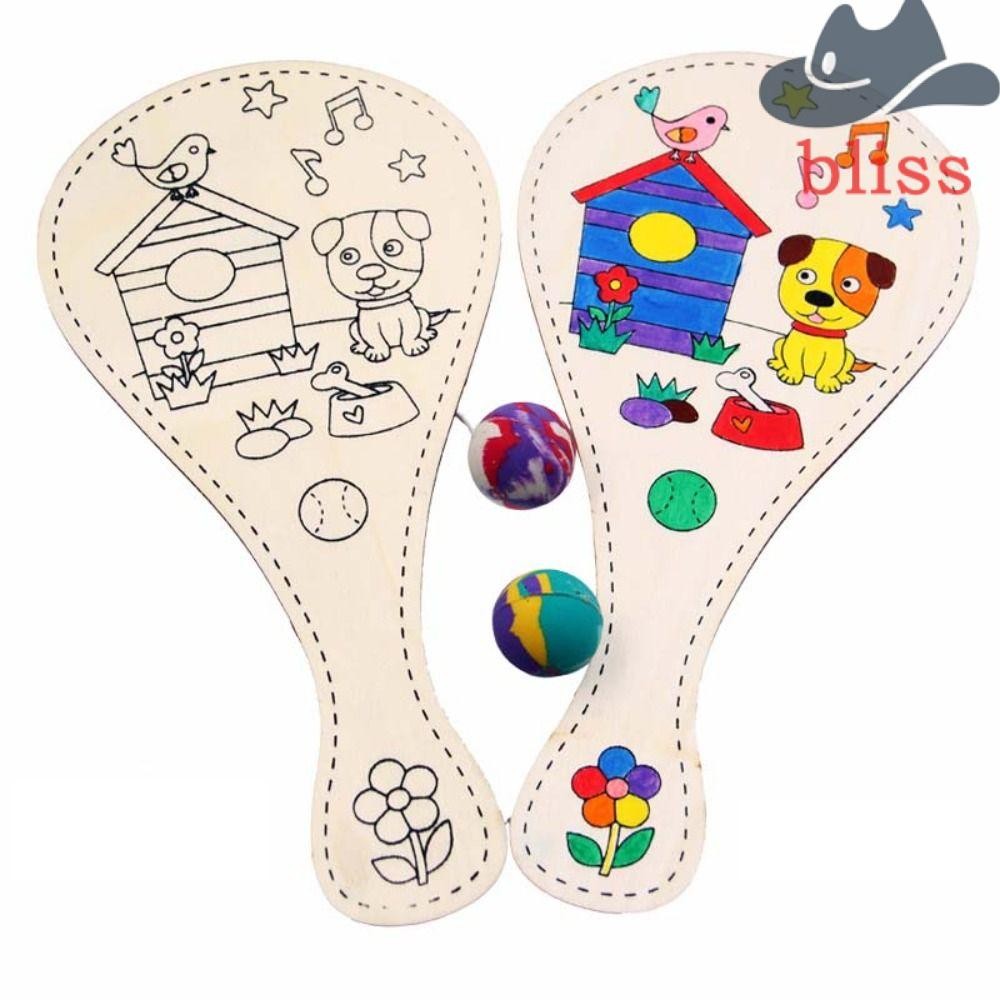 Bliss DIY Paddle Ball พร้อม String, ไม้เปล่าไม้ DIY Racket พร้อม Ball ...