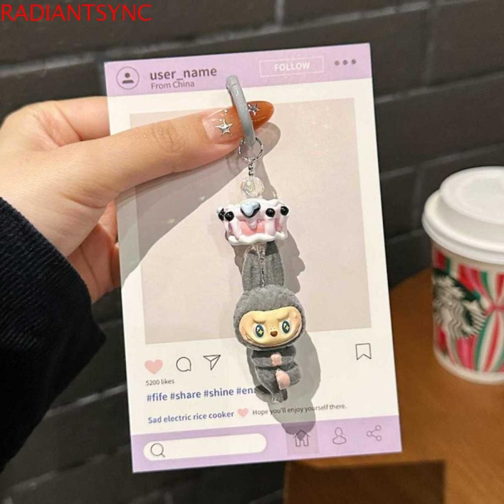 Radiantsync Lazy Yoga Labubu Doll, จี้ซิลิกาเจล Flocking Labubu Key Ring, Creative|สีพวงกุญแจ ...