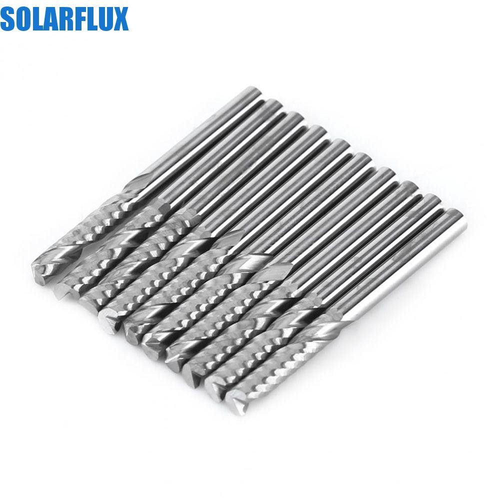 Solarflux เครื่องตัดมิลลิ่ง CNC 3.175*17 มม.งานไม้ชุดขลุ่ยเดี่ยว 10 ชิ้นคาร์ไบด์ | Shopee Thailand