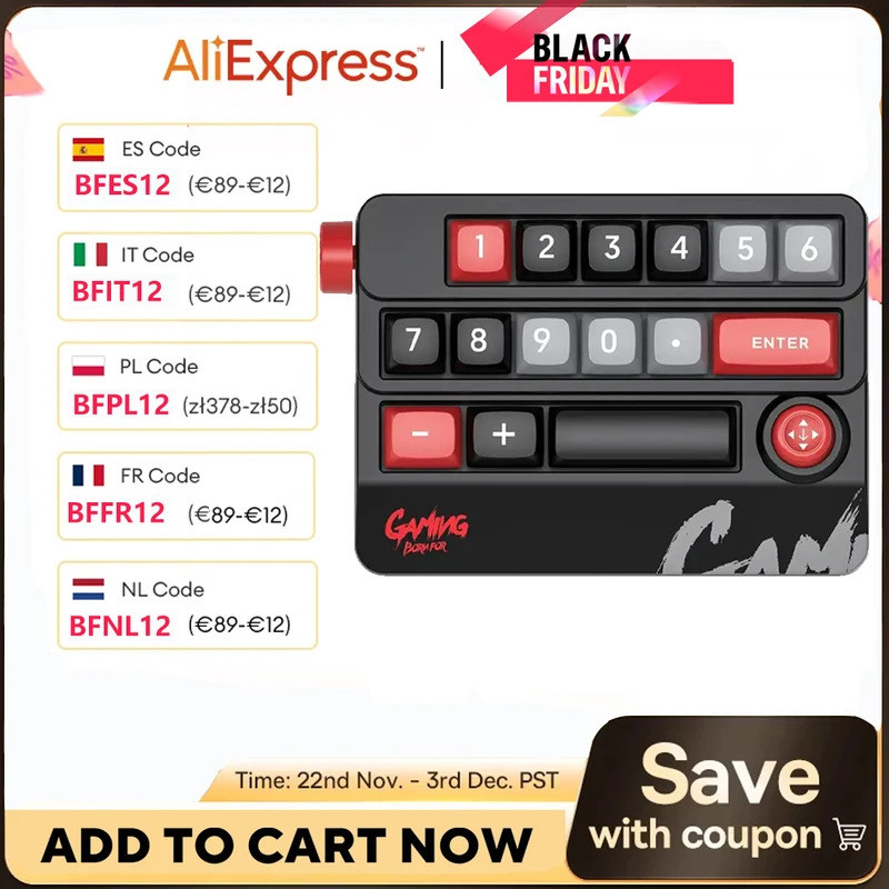 Rocker Knob Programming RGB 17 Key Macro Custom Keyboard Gaming Keypad ...