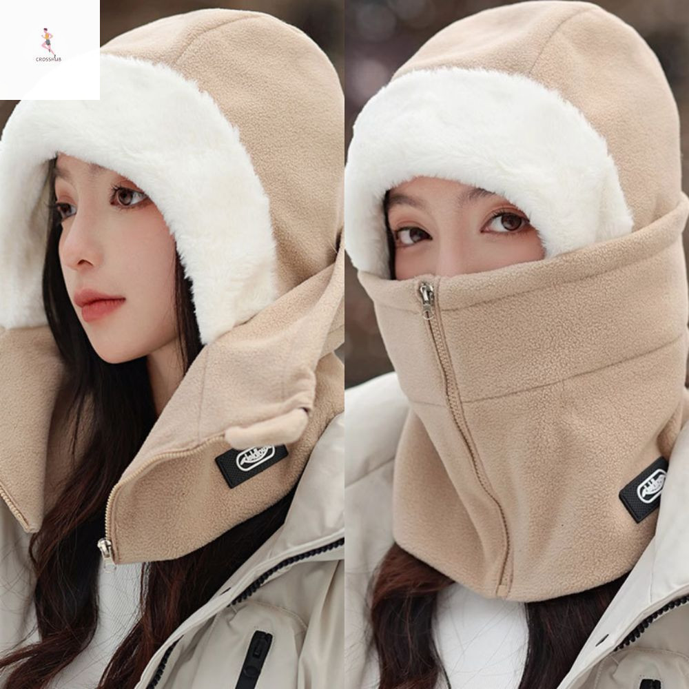 Cross ฤดูหนาว Balaclavas หมวก,หนา Windproof Plush Neckerchief,แฟชั่น Furry คออุ่น Earflap ...