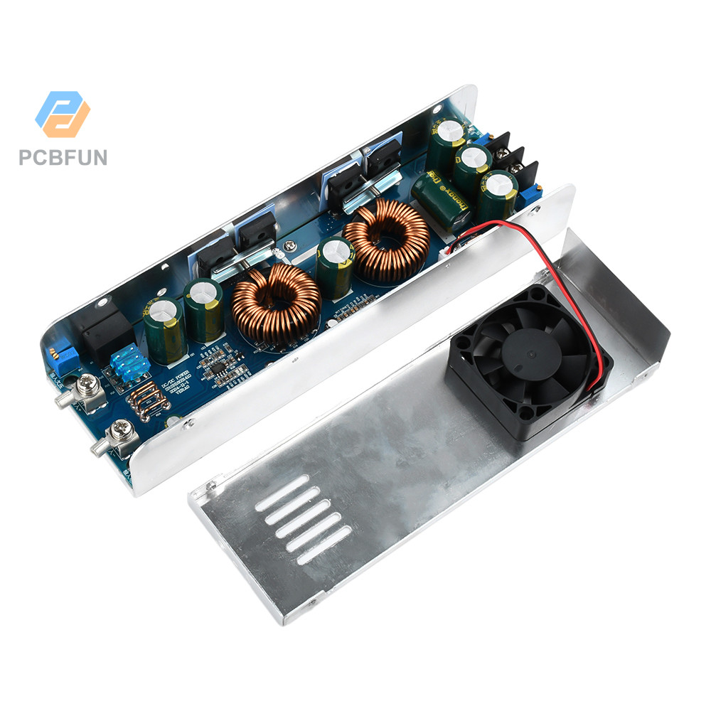 Pcbfun DC-DC Boost Module Full Power 1000W DC Boost แรงดันไฟฟ้าคงที่คงที่โมดูลไฟปรับได้ 12-75V ...