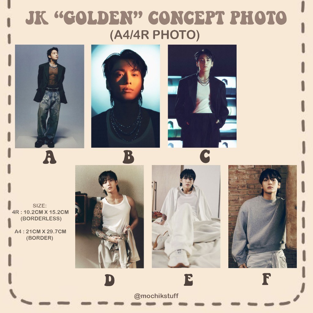 [ โมจิเกสต์ ] 4R/A4 JK JUNGKOOK (GOLDEN) BTS CONCEPT PHOTO UNOFFICIAL | Shopee Thailand