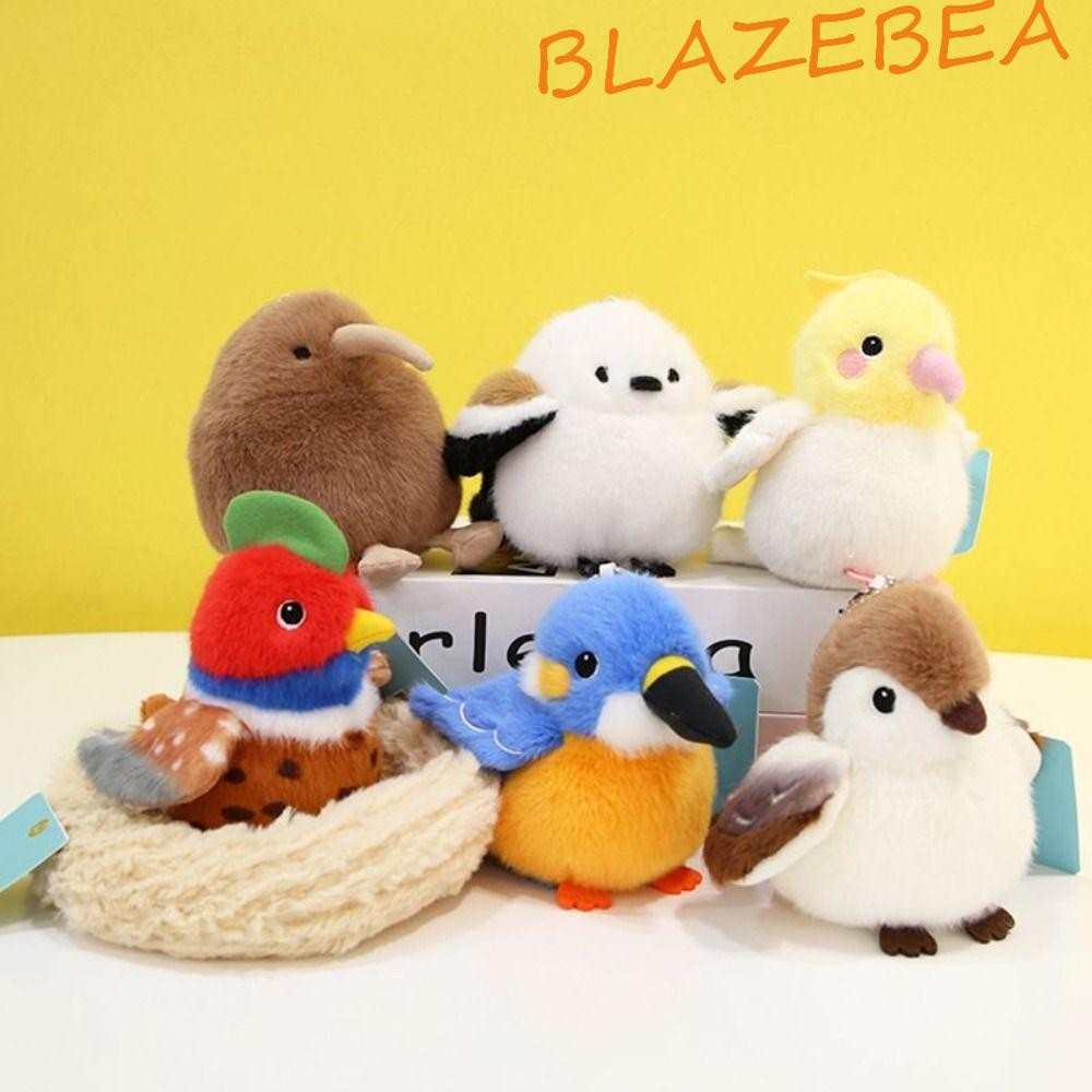 Blazebea นกแก้วตุ๊กตาตุ๊กตา,สัตว์น่ารักสมจริงนกตุ๊กตาพวงกุญแจ, 10 รูปแบบจําลอง Kawaii Sparrow ...