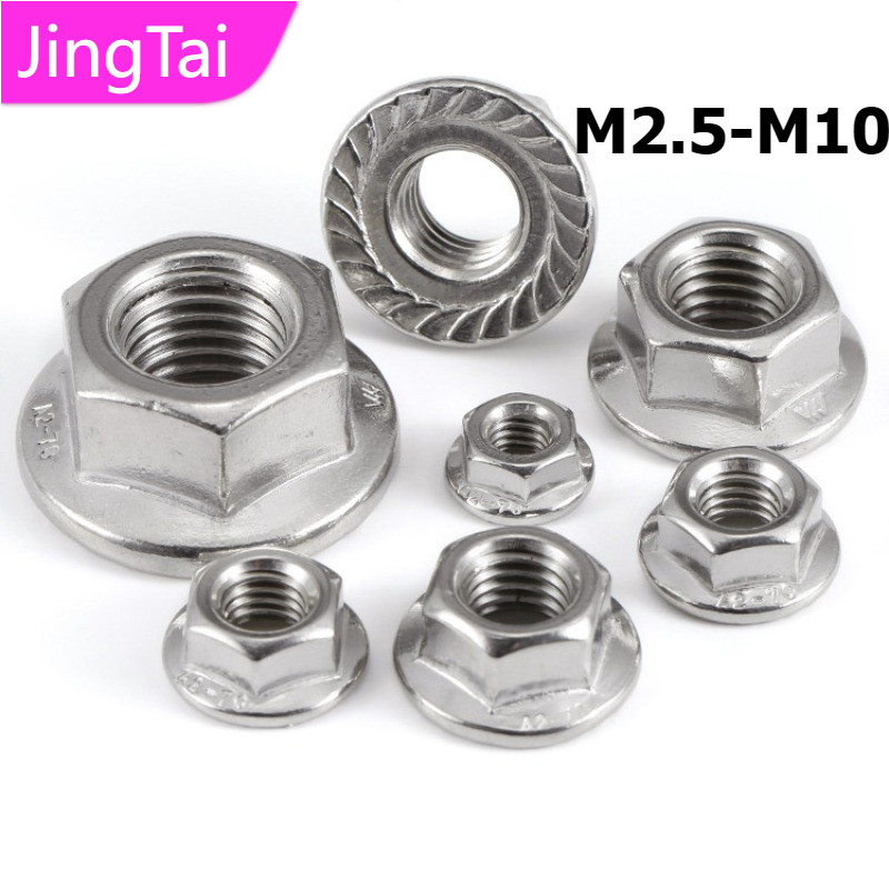 [JTZB] 304 สแตนเลสสตีลหน้าแปลน Hex Nut ด้ายบาง/ธรรมชาติอังกฤษอเมริกัน Anti-Locking Nut พร้อม Pad ...