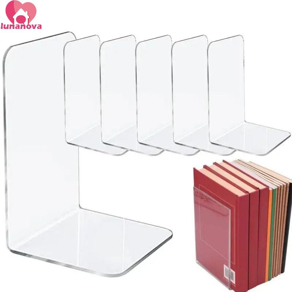 Lunanova 4PCS Bookends Stand,ชั้นวางหนังสืออะคริลิคใส,ชั้นวางหนังสือตก ...
