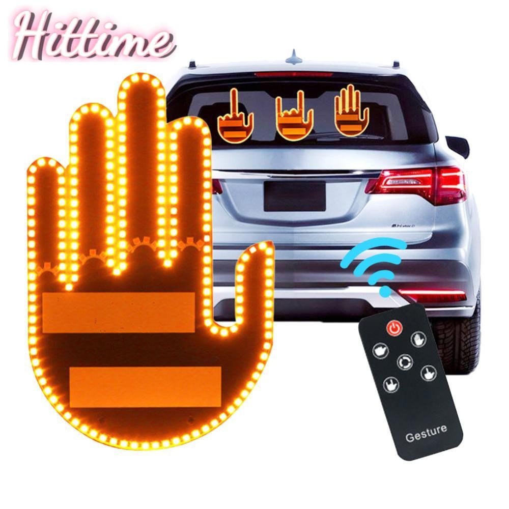 Hittime 1 PC LED รถนิ้วมือรีโมทคอนโทรล Cool ตลกภายในรถ Finger Up LED โคมไฟนิ้วมือรถอุปกรณ์เสริม ...
