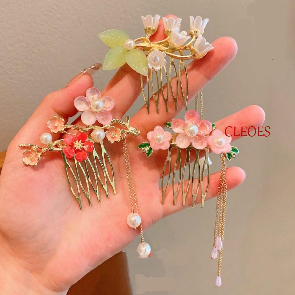 คลีโอ หวีผมดอกไม้,พู่มุกกิ๊บเด็ก,โบราณพัดลมผม แท่ง สําหรับซาลาเปา ชม. ...