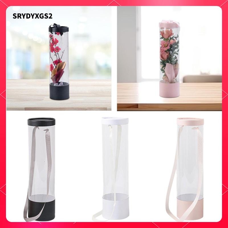 [สรีดี้xgs2] กล่องของขวัญดอกไม้เดี่ยวกล่องบรรจุภัณฑ์ของขวัญวันวาเลนไทน์พีวีซีใสกระบอกแจกัน ...