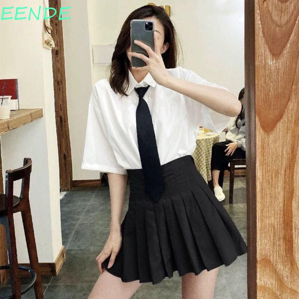 Eende Preppy สไตล์เสื้อ,สไตล์ญี่ปุ่นเสื้อแขนสั้นพร้อมเนคไท,แฟชั่นชุด JK ...