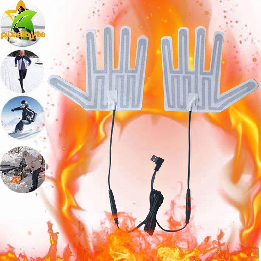 Pixelbyte USB ถุงมืออุ่น Pad ขี่จักรยานถุงมือห้านิ้วถุงมือเครื่องทําความร้อนเล่นสกีฟิล์มทําความ ...