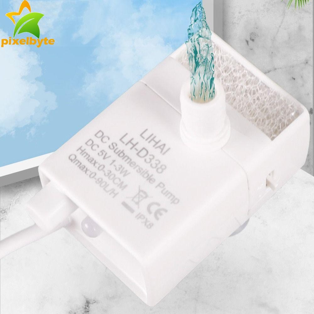 Pixelbyte ปั๊มตู้น้ําสัตว์เลี้ยง, ไฟ LED เงียบเป็นพิเศษปั๊มจุ่มขนาดเล็ก, ปลอดภัย 3 ถ้วยดูด 5V ...