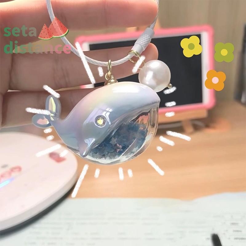 [Setad] พวงกุญแจปลาโลมาตลกพร้อมของเหลวสําหรับกุญแจรถ Kawaii Whale House ...