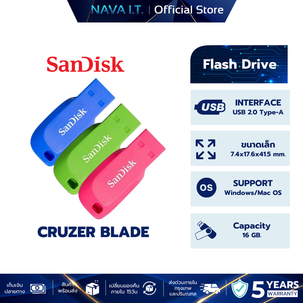 SANDISK CRUZER BLADE USB แฟลชไดร์ฟ 32 GB USB2.0 | Shopee Thailand