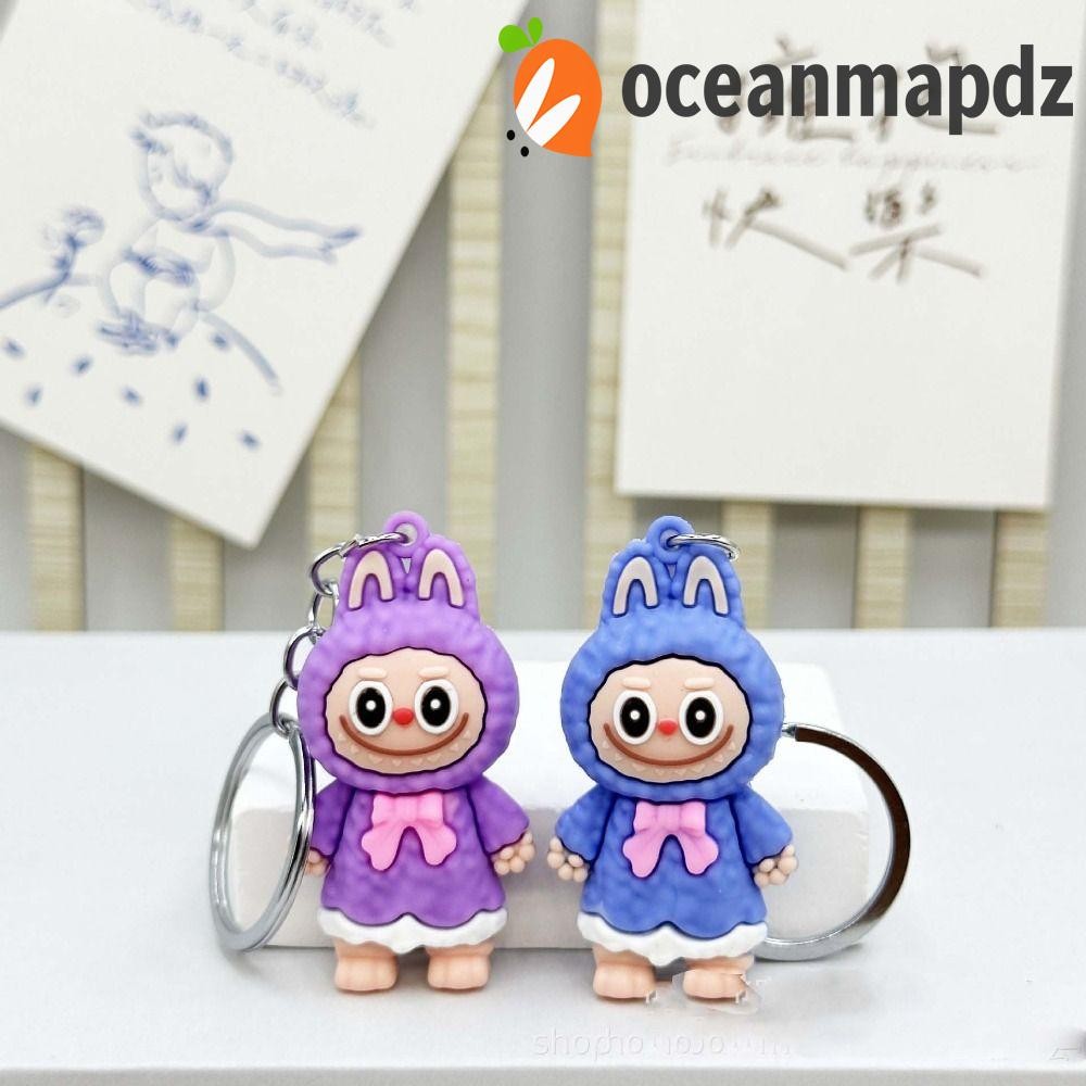 Oceanmapdz Labubu พวงกุญแจ, จิต PVC Cross Dressing Labubu จี้,น่ารักการ์ตูนเครื่องประดับกันน้ํา ...